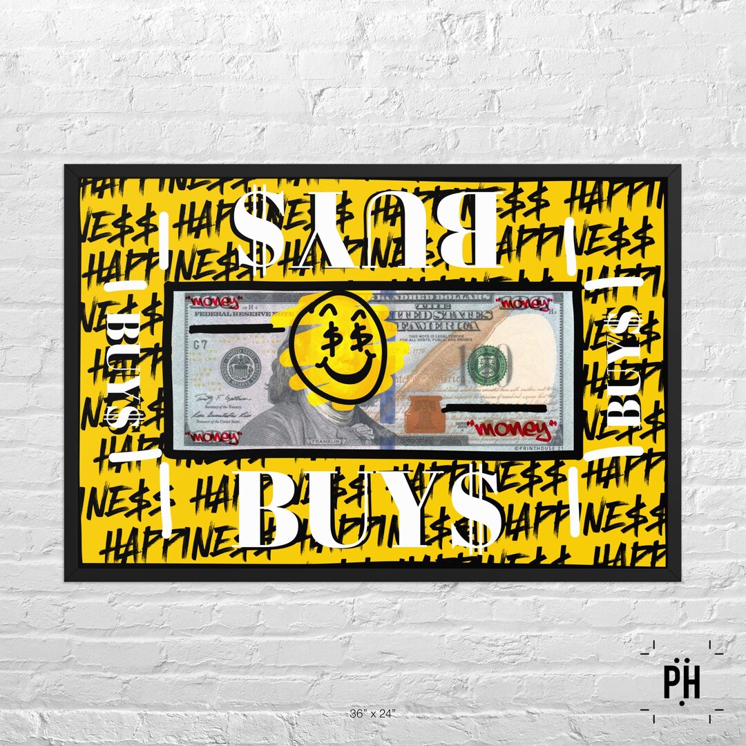 Money DOES Buy Happiness Wall Art | Happiness Has a Price | Black ...