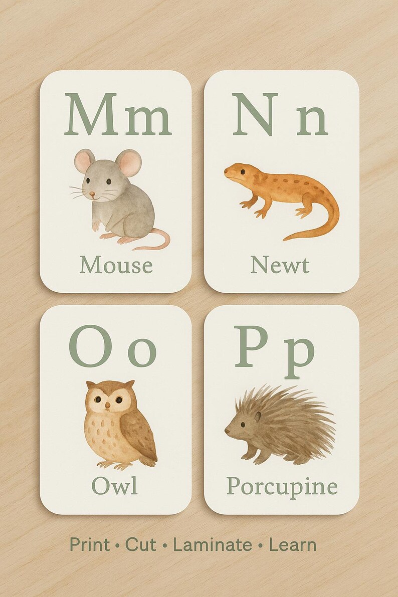 Woodland Alphabet Flashcards Printable | Nature ABC Cards for Kids ...