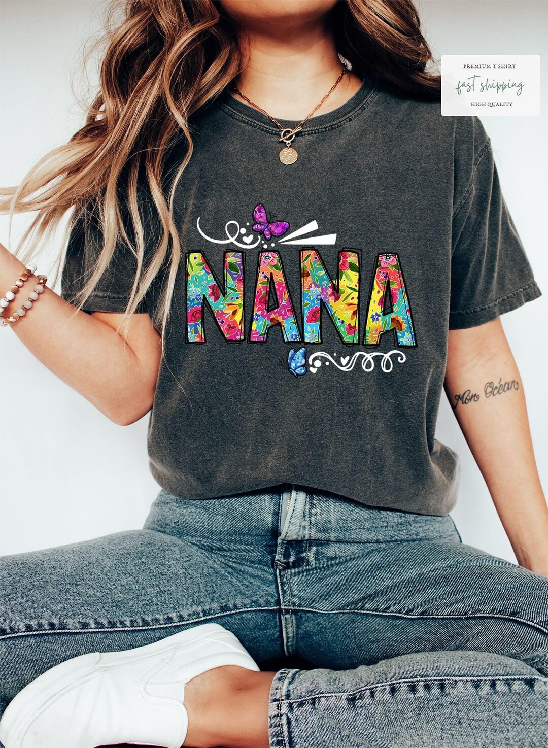 Vibrant Rainbow Themed NANA T Shirt, Bright and Bold NANA T-shirt, Fun ...
