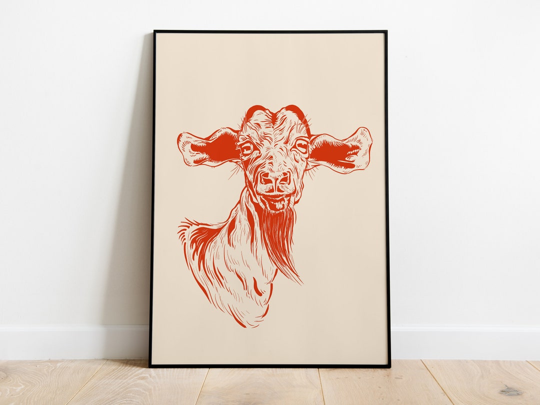 Lineart Portrait Goat A4, A5, A6 Line-drawing, Nature-inspired Wall ...