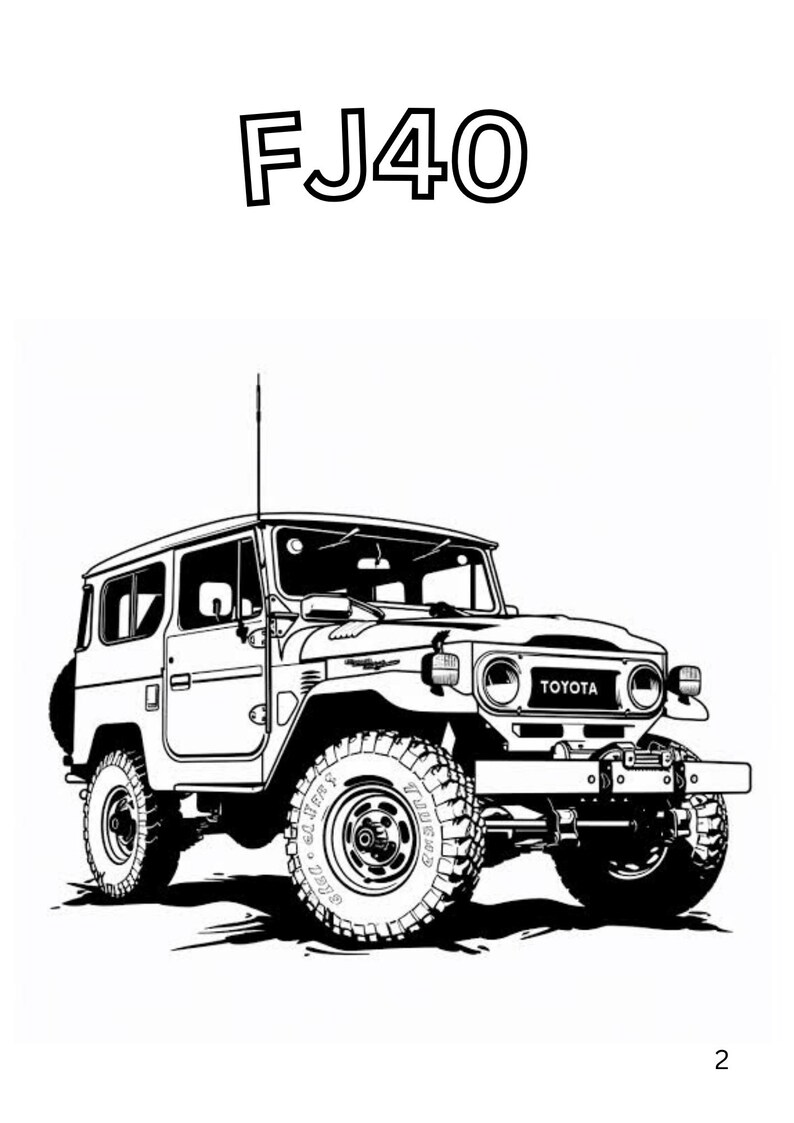 Toyota Cars Colouring Book Digital Download, Unique Cars, 4WD, Supra ...