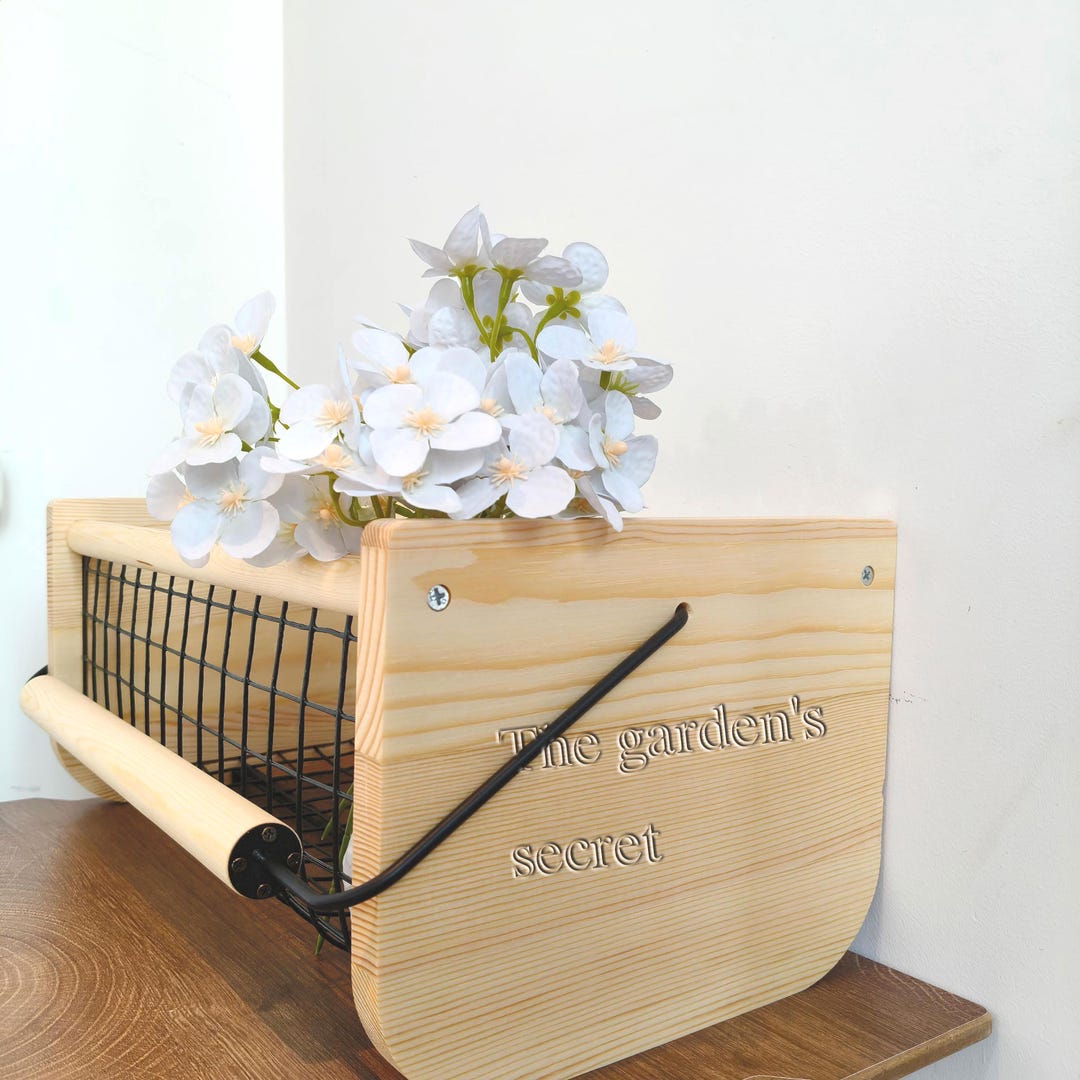 Personalized Garden Harvest Basket With Rotating Handle – Wooden Hod ...