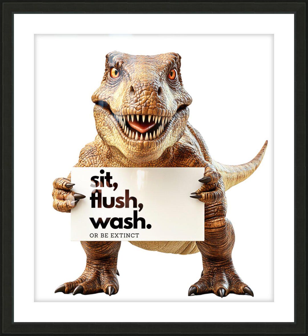 Sit Flush Wash or Be Extinct - Dinosaur Bathroom Decor, Bathroom Art ...