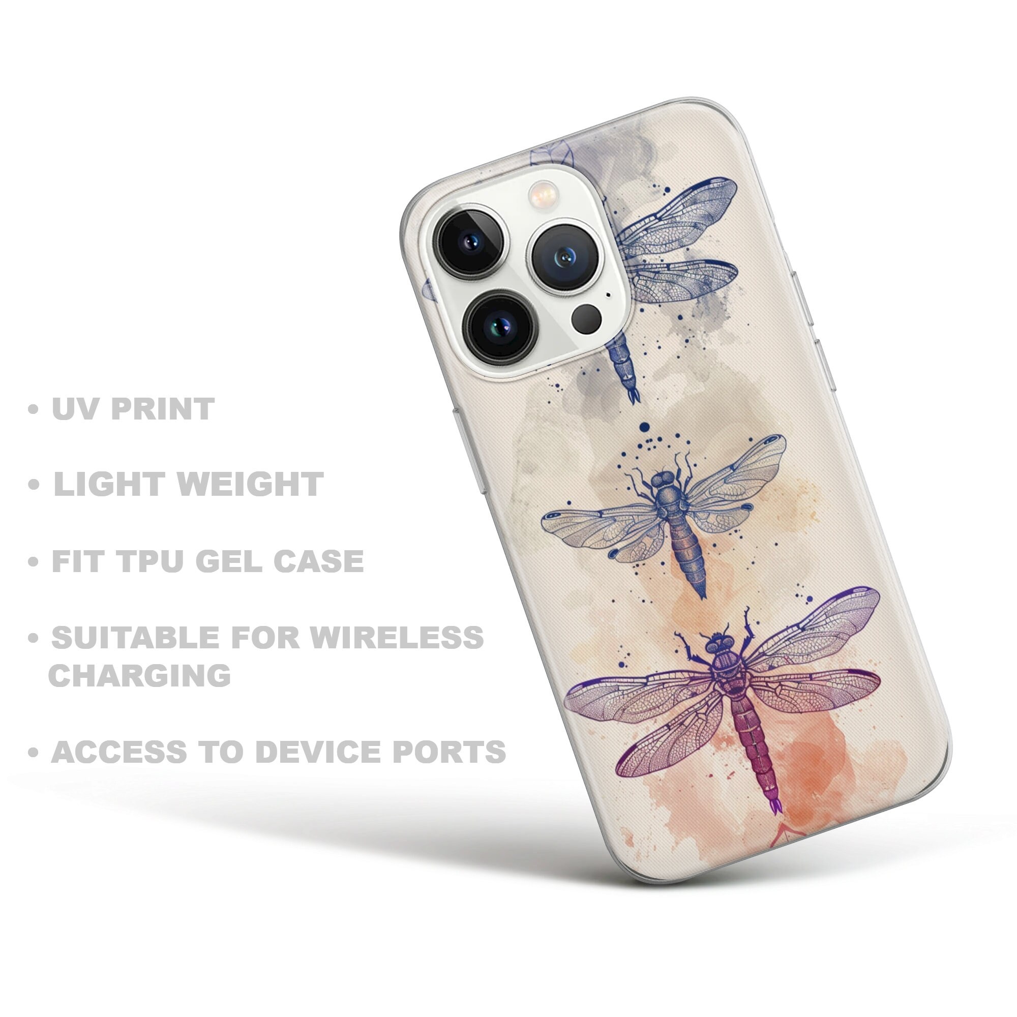 Summer Dragonfly Phone Case Nature Bug Cover for iPhone 15 14 13 SE 12 ...
