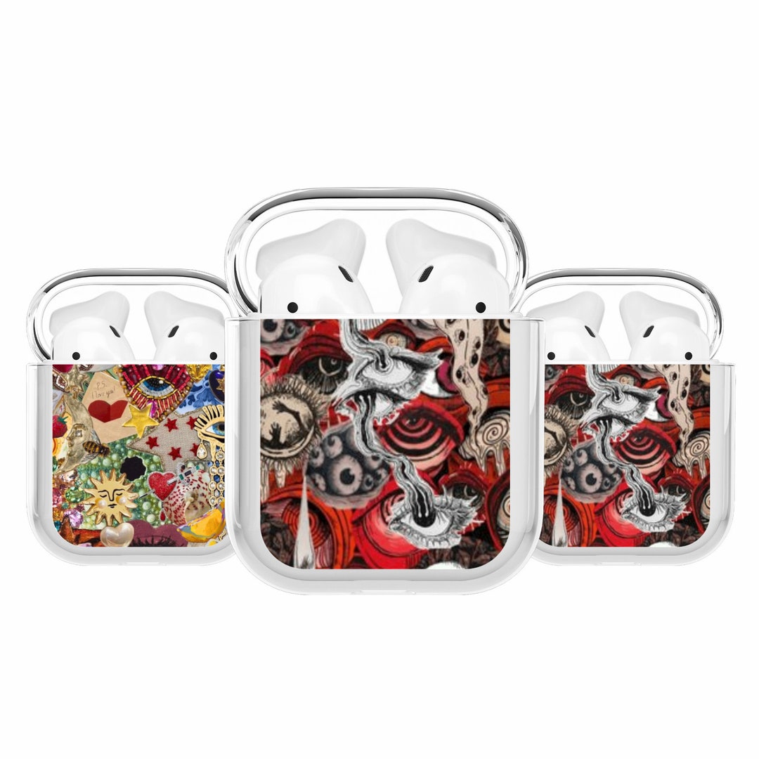 Y2k Collage Design Earbuds Case Eye Collage Grunge Protective Dark ...