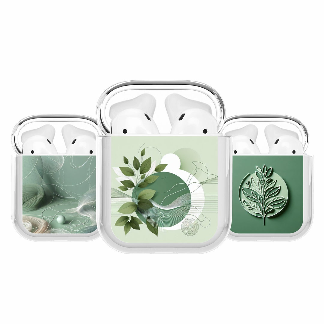 Natural Green Sage Aesthetic Design Headphone Case Green Floral ...