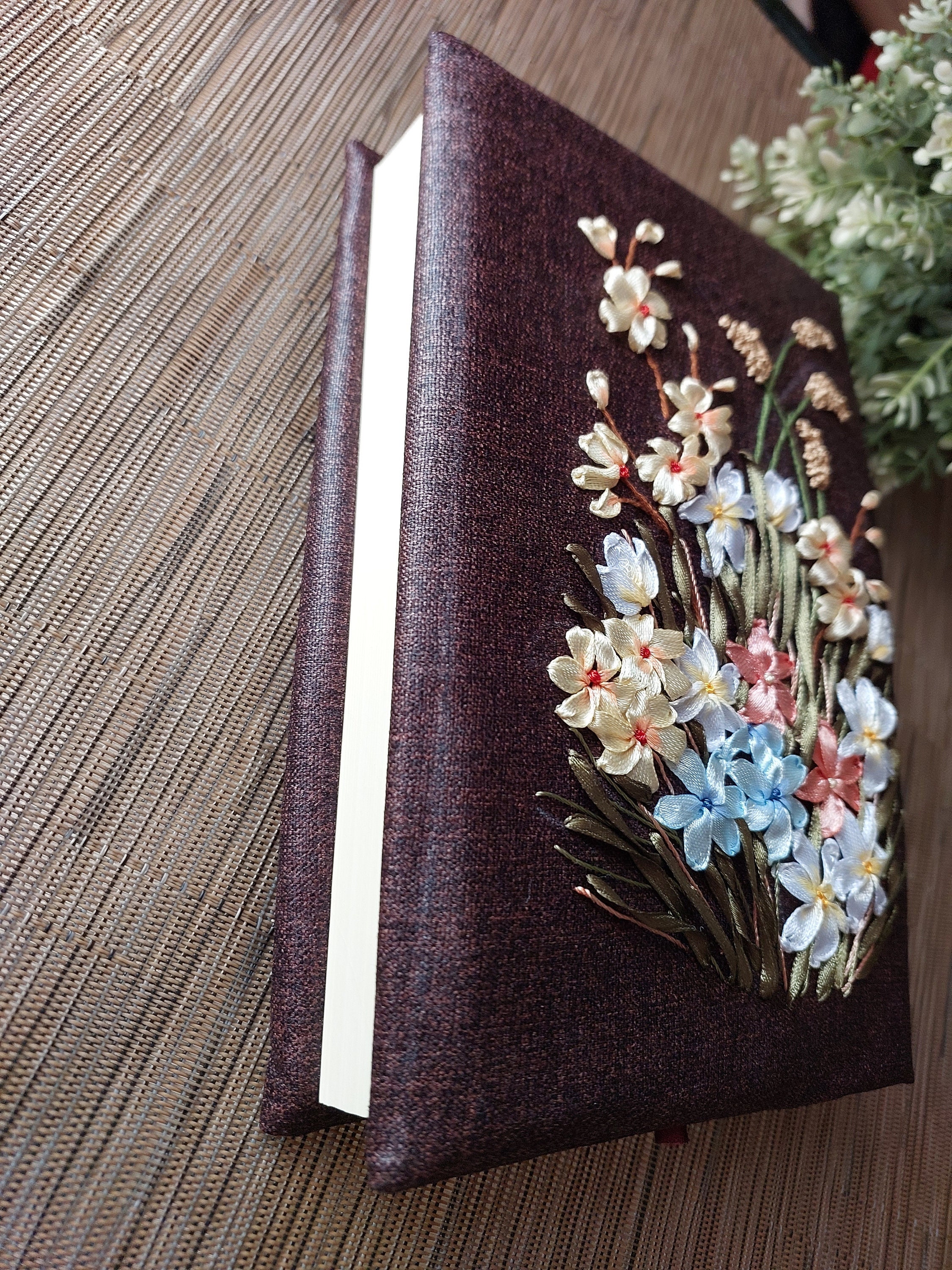 Embroidered Quran Cover, Silk Ribbon Embroidery, Flower Embroidery ...