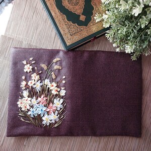 Embroidered Quran Cover, Silk Ribbon Embroidery, Flower Embroidery ...