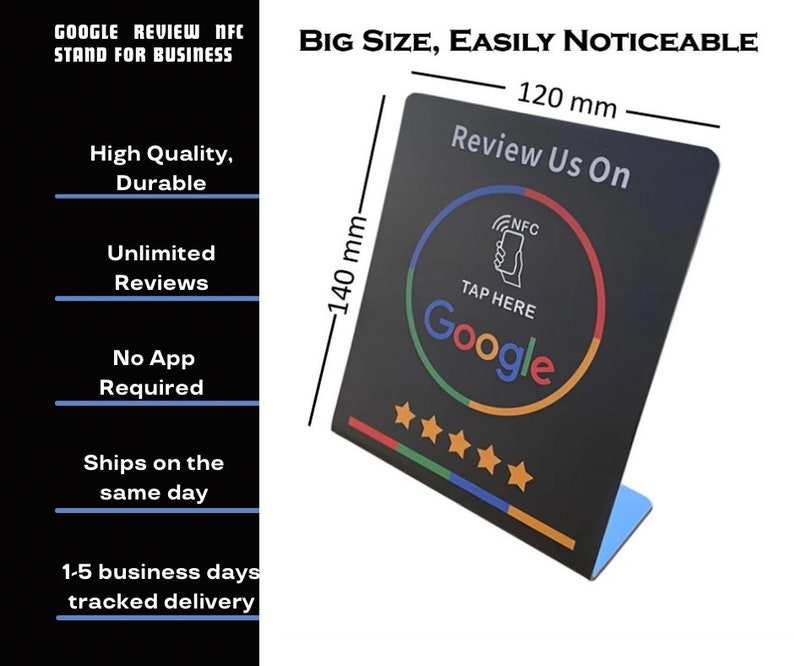 Google Review NFC Stand for Business Black or White - Etsy