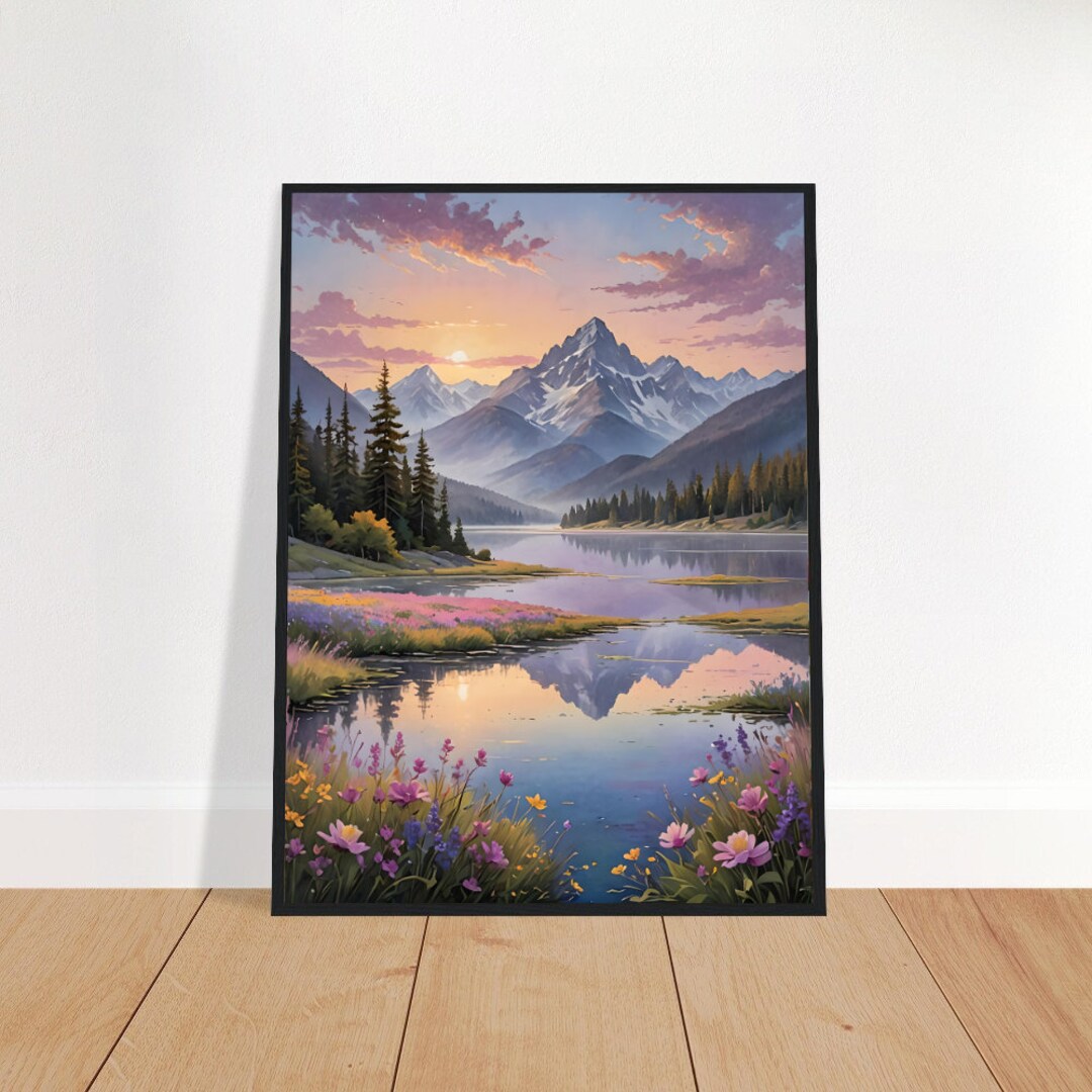 Sublime Mountain Lake | Beautiful Mountain Lake Painting, Portrait ...