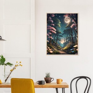Enchanted Moonlit Forest Pathway | Magical Night Landscape Painting ...