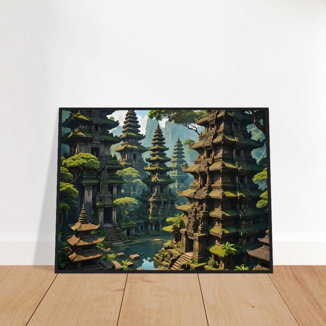 Long Lost Temples | Balinese Inspired Temples Painting, Landscape ...