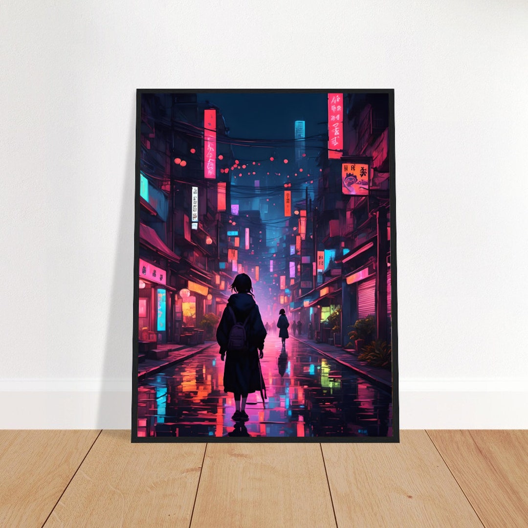 Neon Tokyo Streets | Neon Lights in Tokyo Streets Painting, Portrait ...