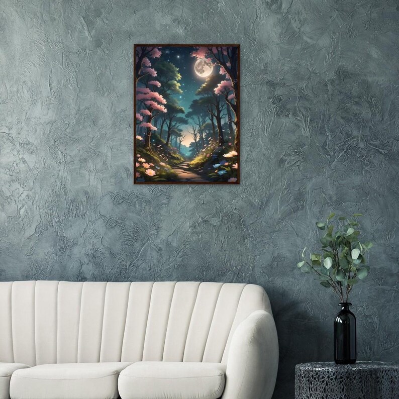 Enchanted Moonlit Forest Pathway | Magical Night Landscape Painting ...