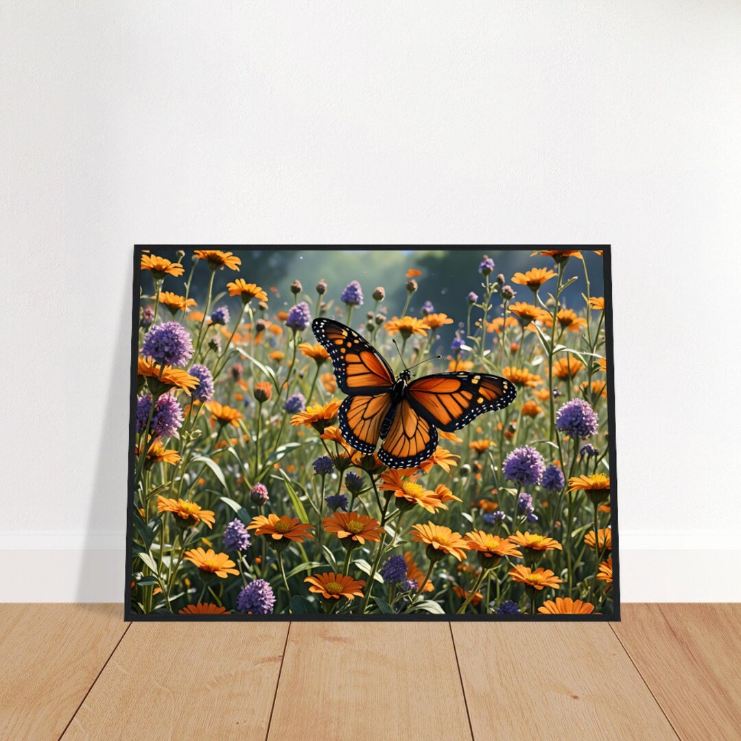 Royal Butterfly Monarch Butterfly in a Field of Orange and Purple ...