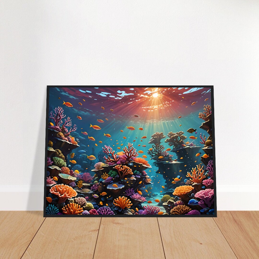 Sunset Corel Reef Corel Reef at Sunset Painting, Landscape Painting ...