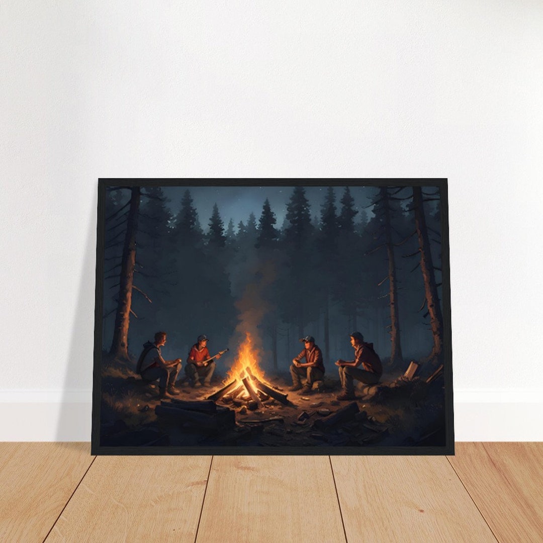 Campfire Stories | Camping With Friends Painting, Forest Campfire Art ...