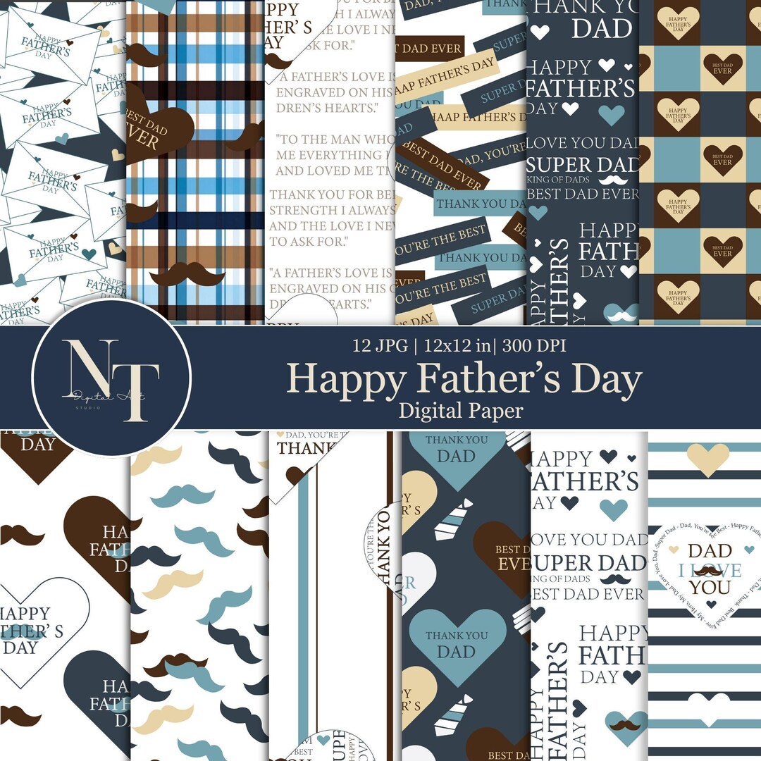 Happy Fathers Day Digital Paper, Dad Seamless Pattern, Fathers Day ...