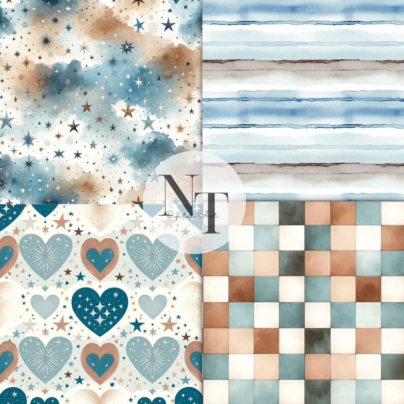 Blue Teddy Bear Digital Paper, Baby Bear Pattern, Nursery Baby Boy ...