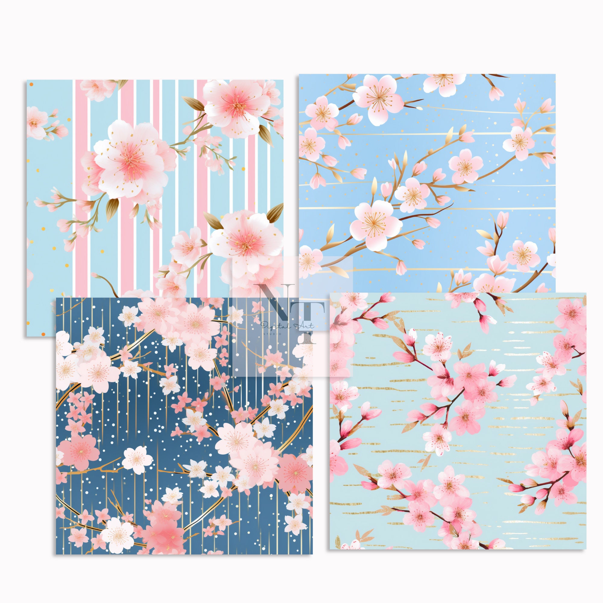 Cherry Blossom Digital Papers Sakura Paper Pack Floral Digital Paper ...