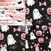 Cute Pink Ghost Halloween Digital Paper, Retro Halloween Seamless ...