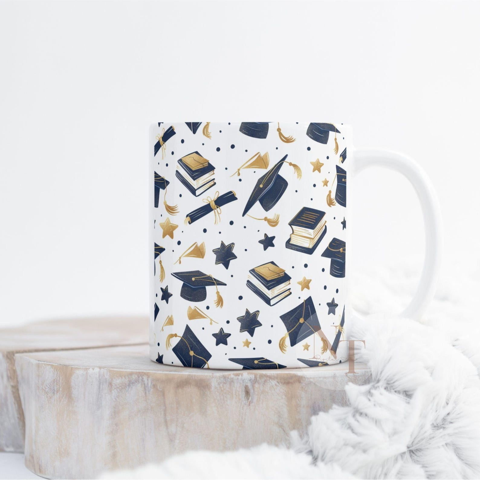 Graduation Digital Paper Seamless Pattern, Class of 2024, Glitter Blue ...