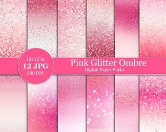 Pink Blue Ombre Digital Paper Princess Queen Glitter: Descarga ...