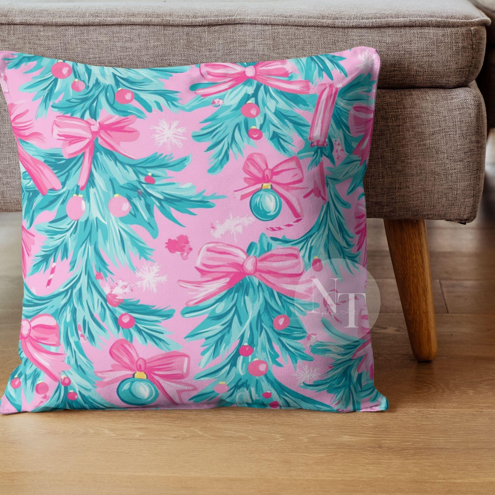 Mint & Pink Christmas Digital Papers Seamless Pattern Pink Pepermint ...