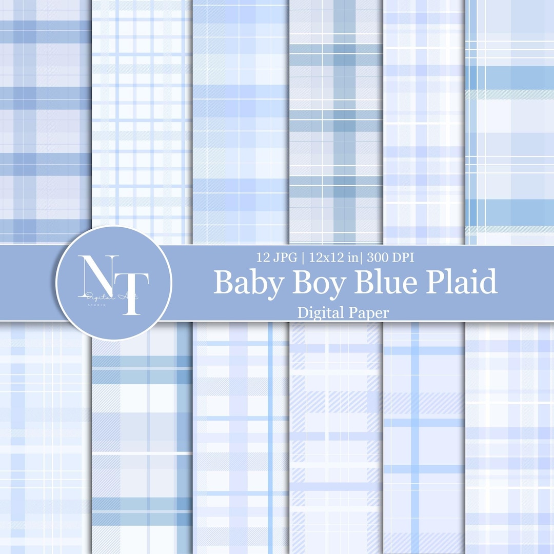 Blue Baby Boy Digital Paper, Nursery Baby Shower Seamless Pattern, Blue ...