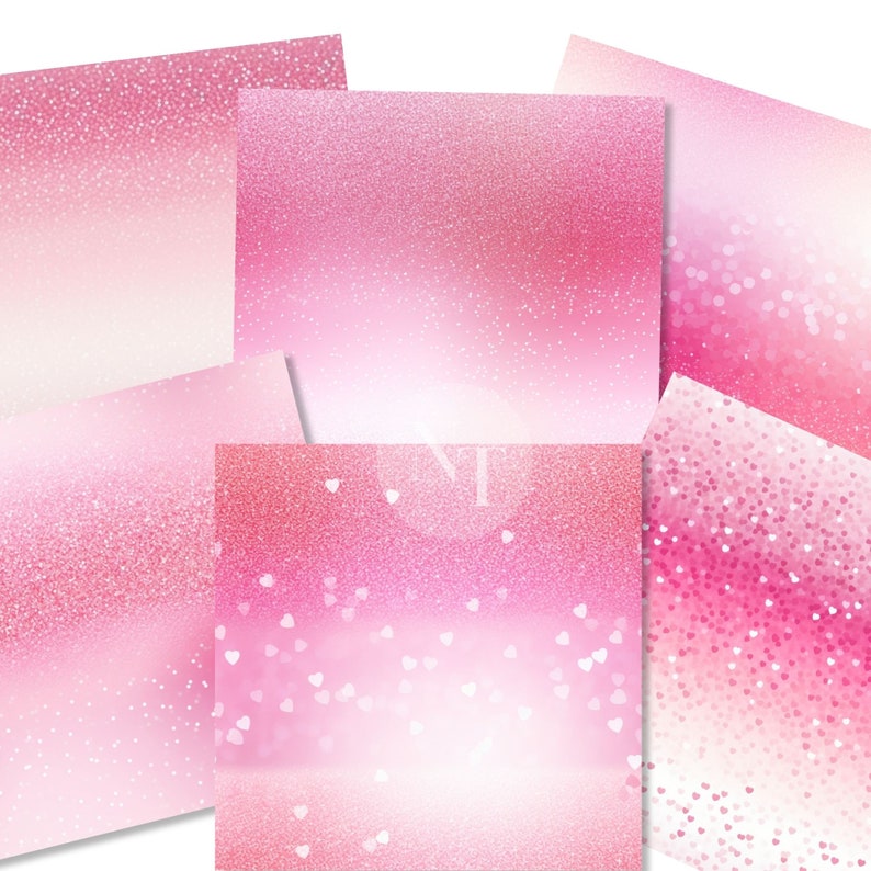 Pink Glitter Ombre Digital Paper: Instant Download. Pink Bokeh Confetti ...