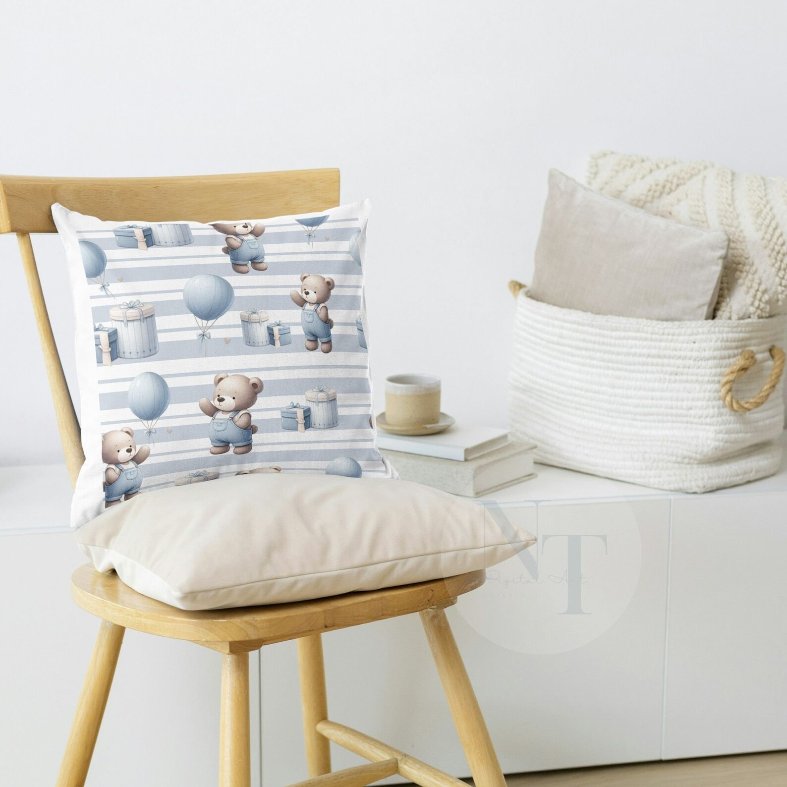 Blue Teddy Bear Digital Paper, Baby Bear Pattern, Nursery Baby Boy ...