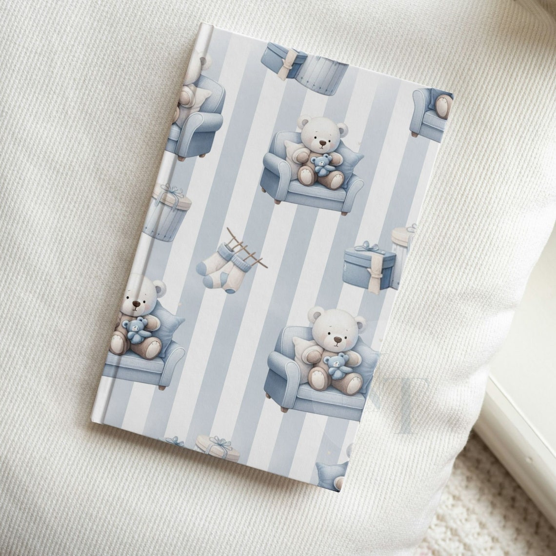 Blue Teddy Bear Digital Paper, Baby Bear Pattern, Nursery Baby Boy ...