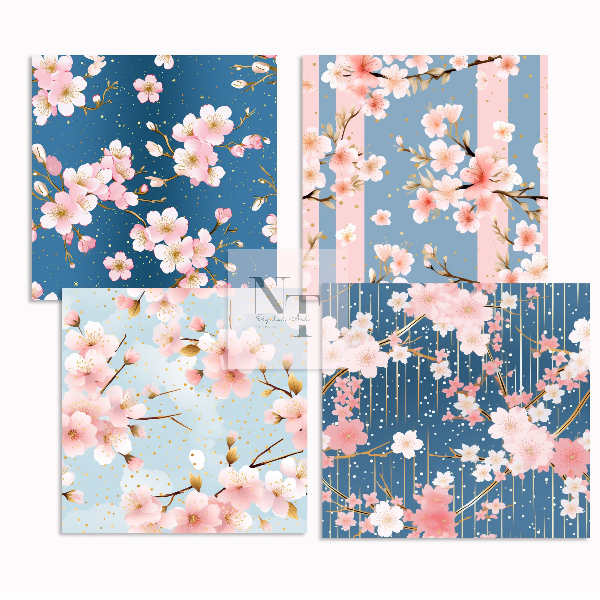 Cherry Blossom Digital Papers Sakura Paper Pack Floral Digital Paper ...