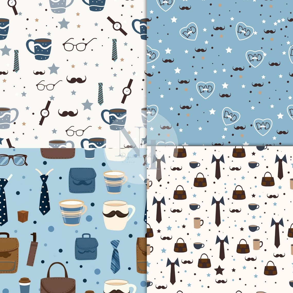 Happy Fathers Day Digital Paper, Dad Seamless Pattern, Fathers Day ...