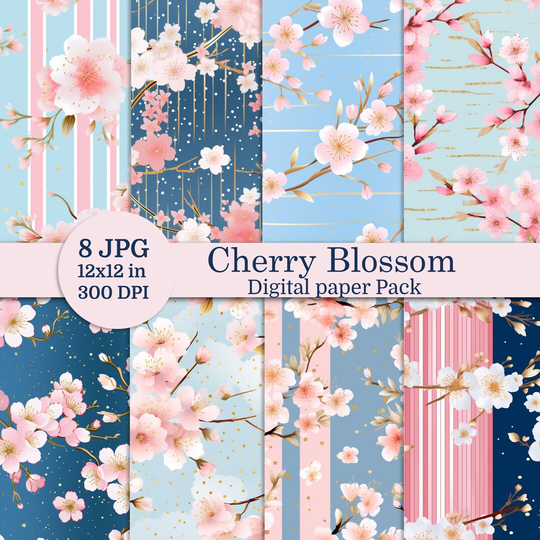 Cherry Blossom Digital Papers Sakura Paper Pack Floral Digital Paper ...