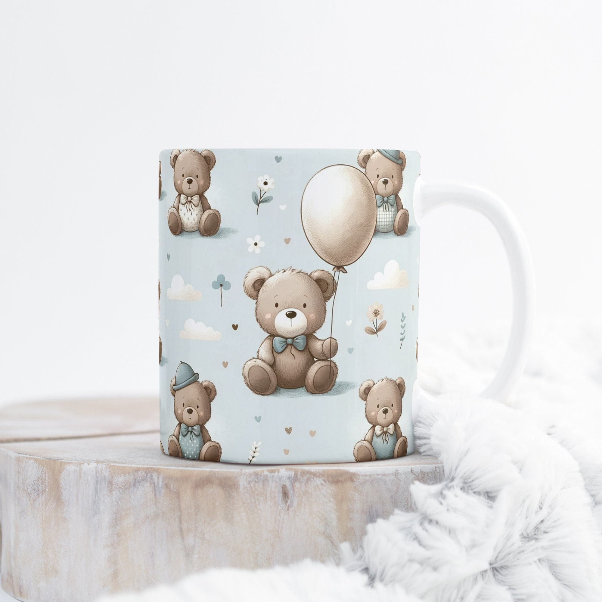 Blue Teddy Bear Digital Paper, Baby Bear Pattern, Nursery Baby Boy ...