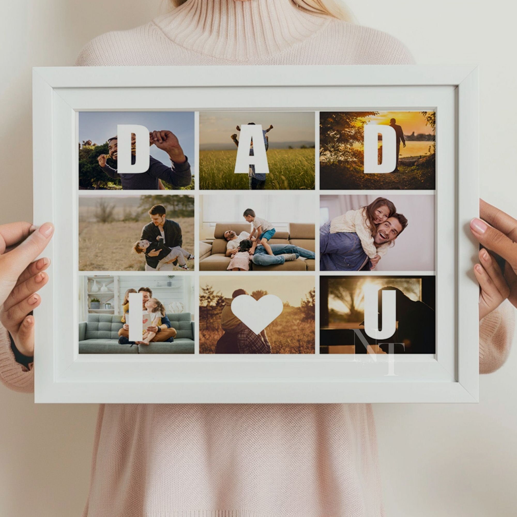 Printable Daddy Photo Collage, Fathers Day Gift, Canva Photo Frame ...