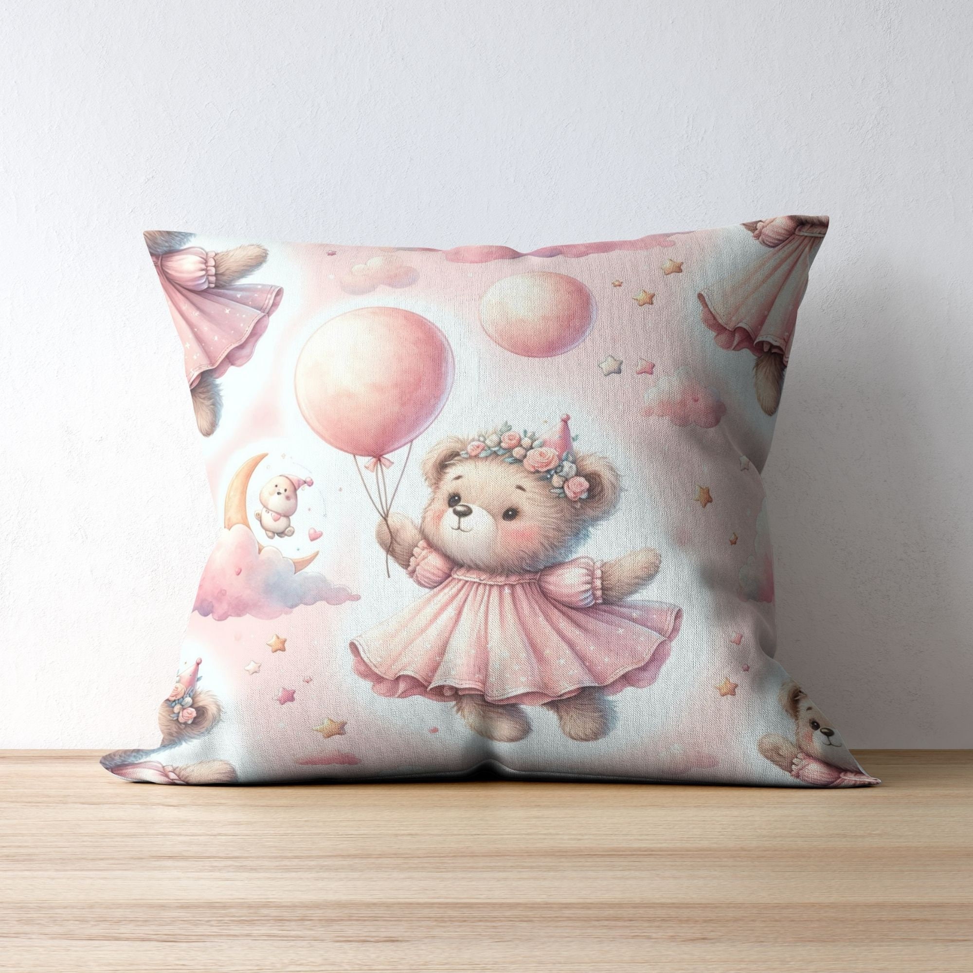 Pink Teddy Bear Digital Paper, Baby Bear Pattern, Nursery Baby Girl ...