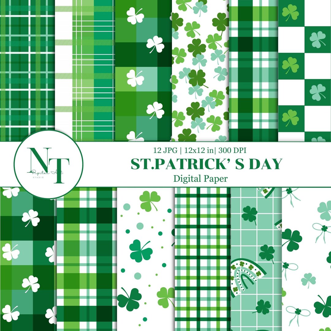 St Patricks Day Digital Paper, Irish Digital Paper, Printable St ...