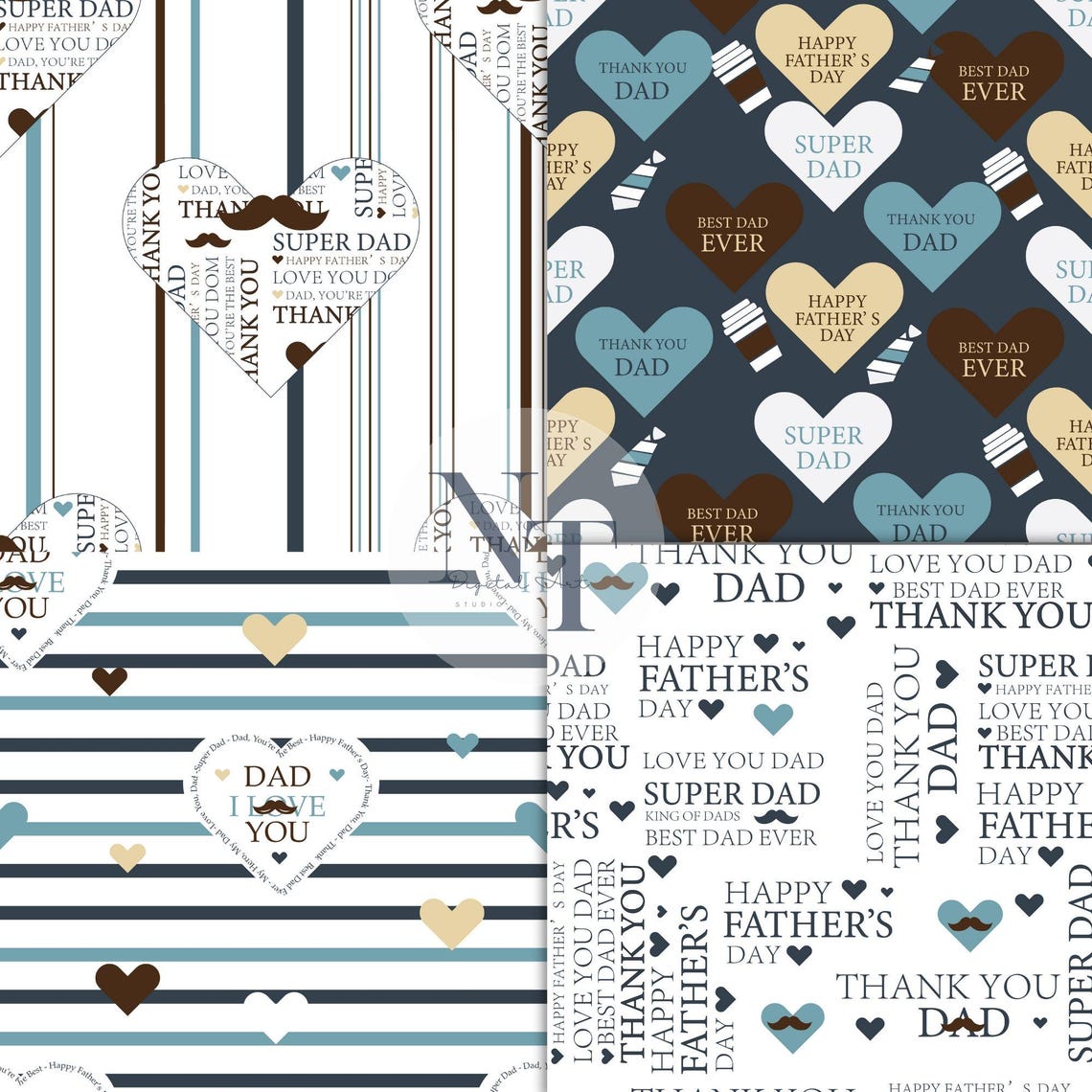 Happy Fathers Day Digital Paper, Dad Seamless Pattern, Fathers Day ...