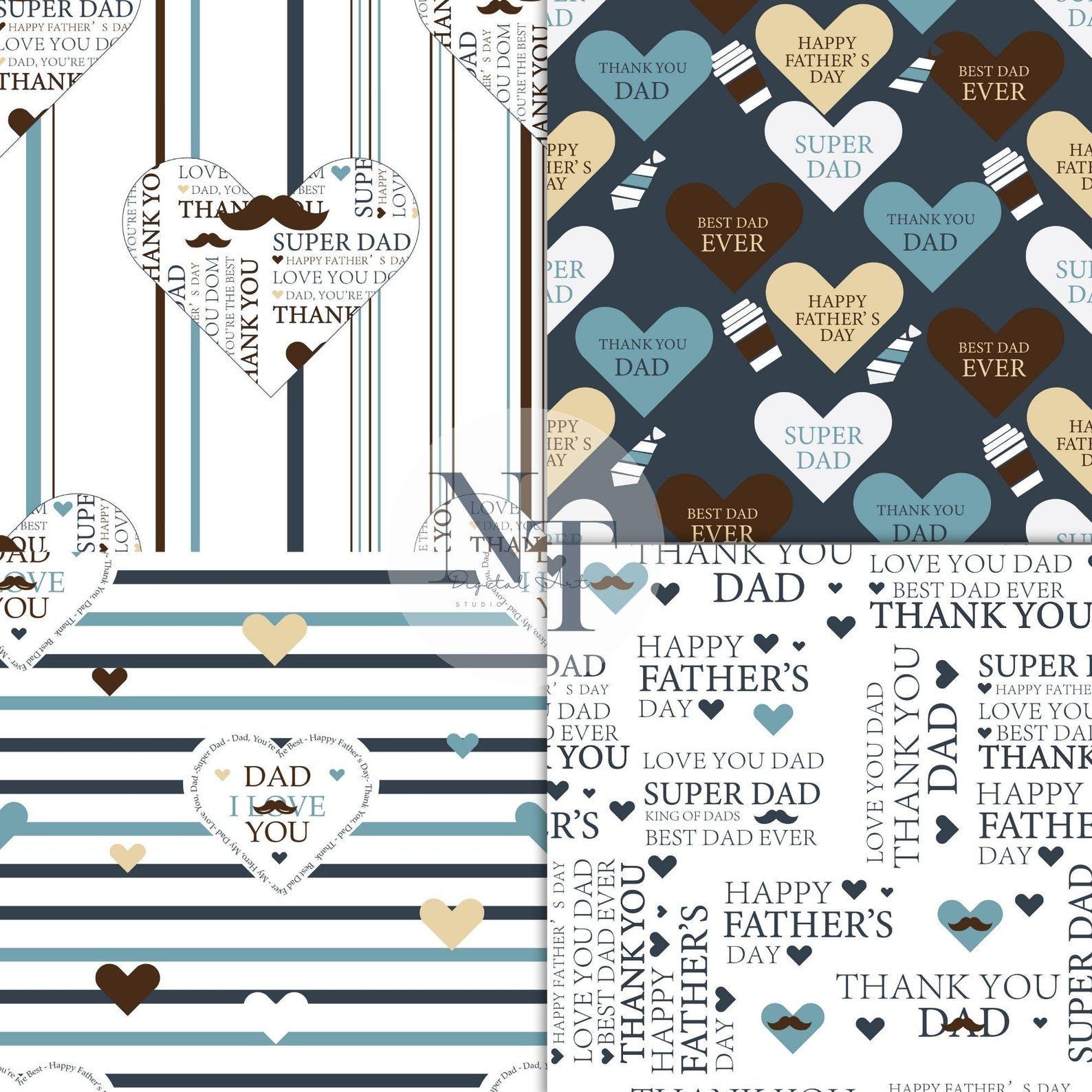 Happy Fathers Day Digital Paper, Dad Seamless Pattern, Fathers Day ...