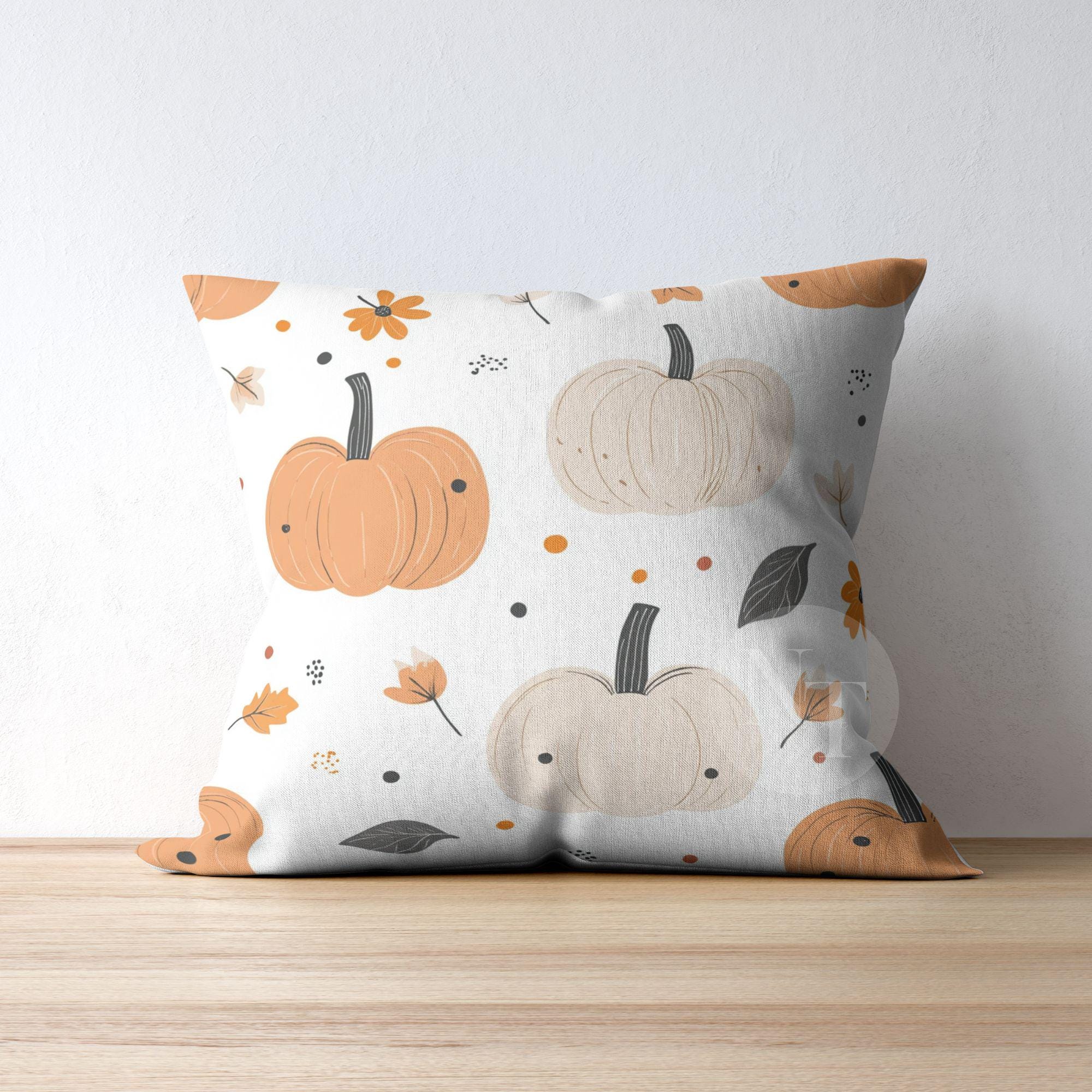 Watercolor Boho Fall Autumn Digital Paper, Pastel Pumpkin Seamless ...