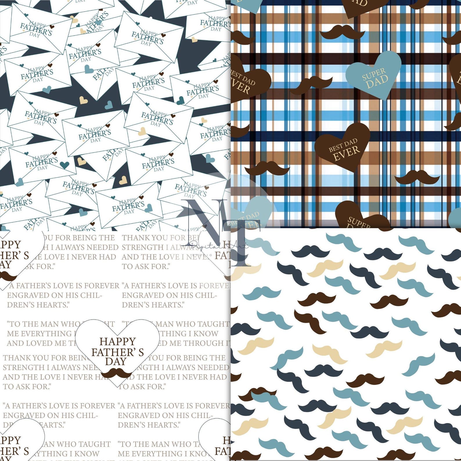 Happy Fathers Day Digital Paper, Dad Seamless Pattern, Fathers Day ...