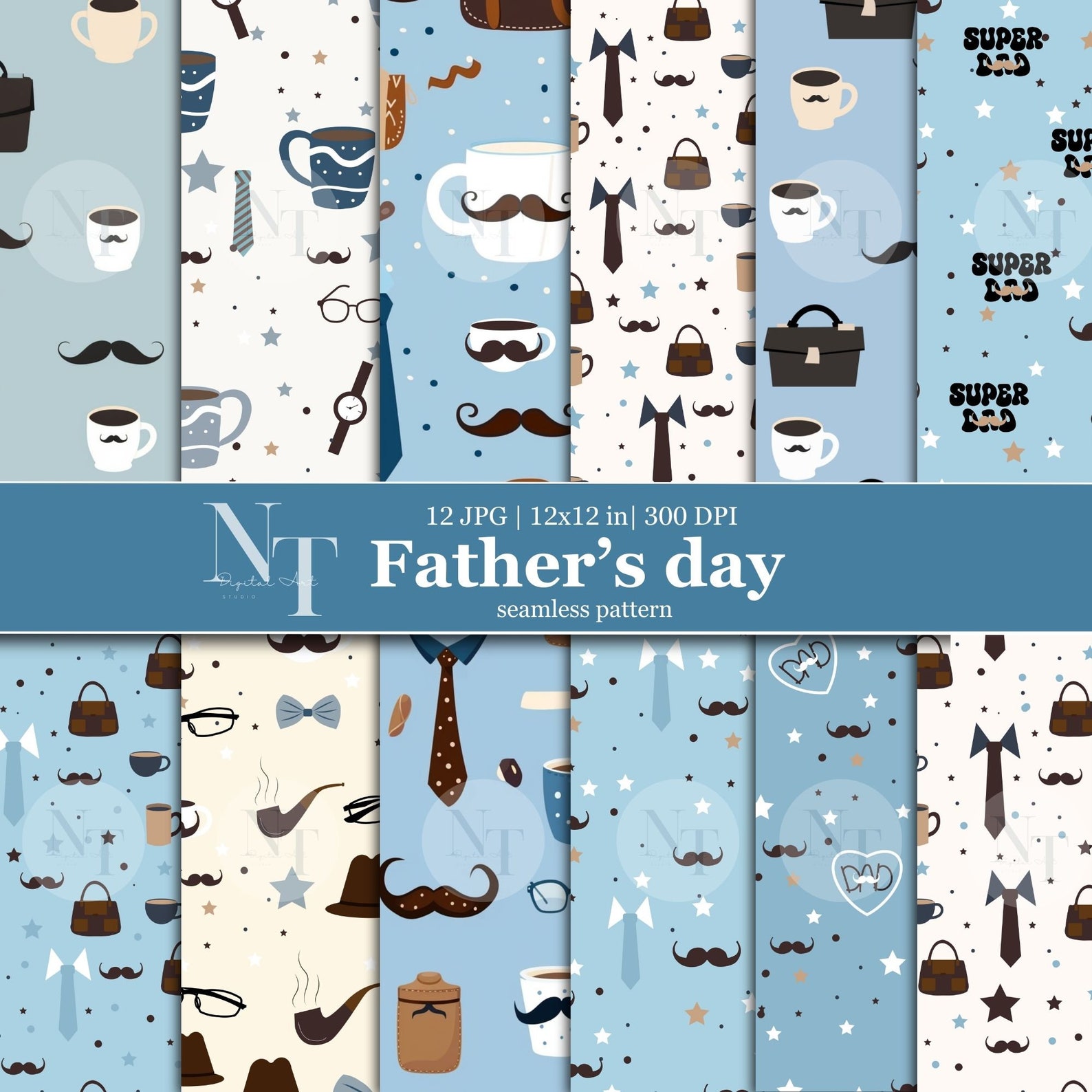 Happy Fathers Day Digital Paper, Dad Seamless Pattern, Fathers Day ...
