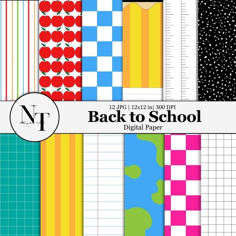 Back to School Digital Paper Seamless Pattern, Teacher Printable Paper ...