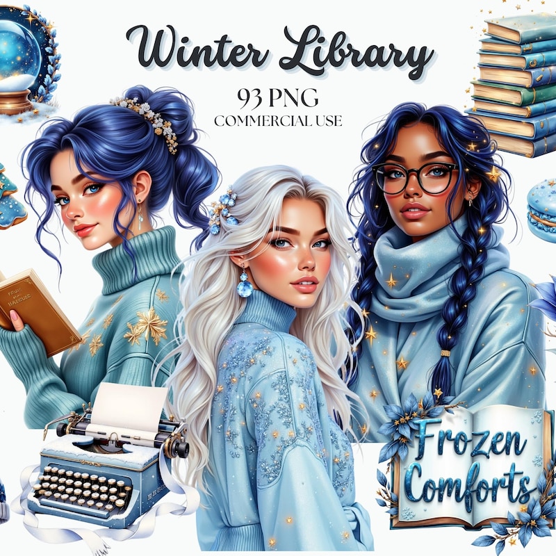 Winter Library Clip Art - Etsy
