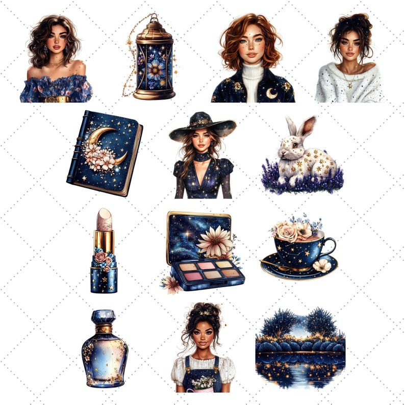 Magical Garden Clipart, Midnight Garden, Starlight, Cosmic, Magical ...