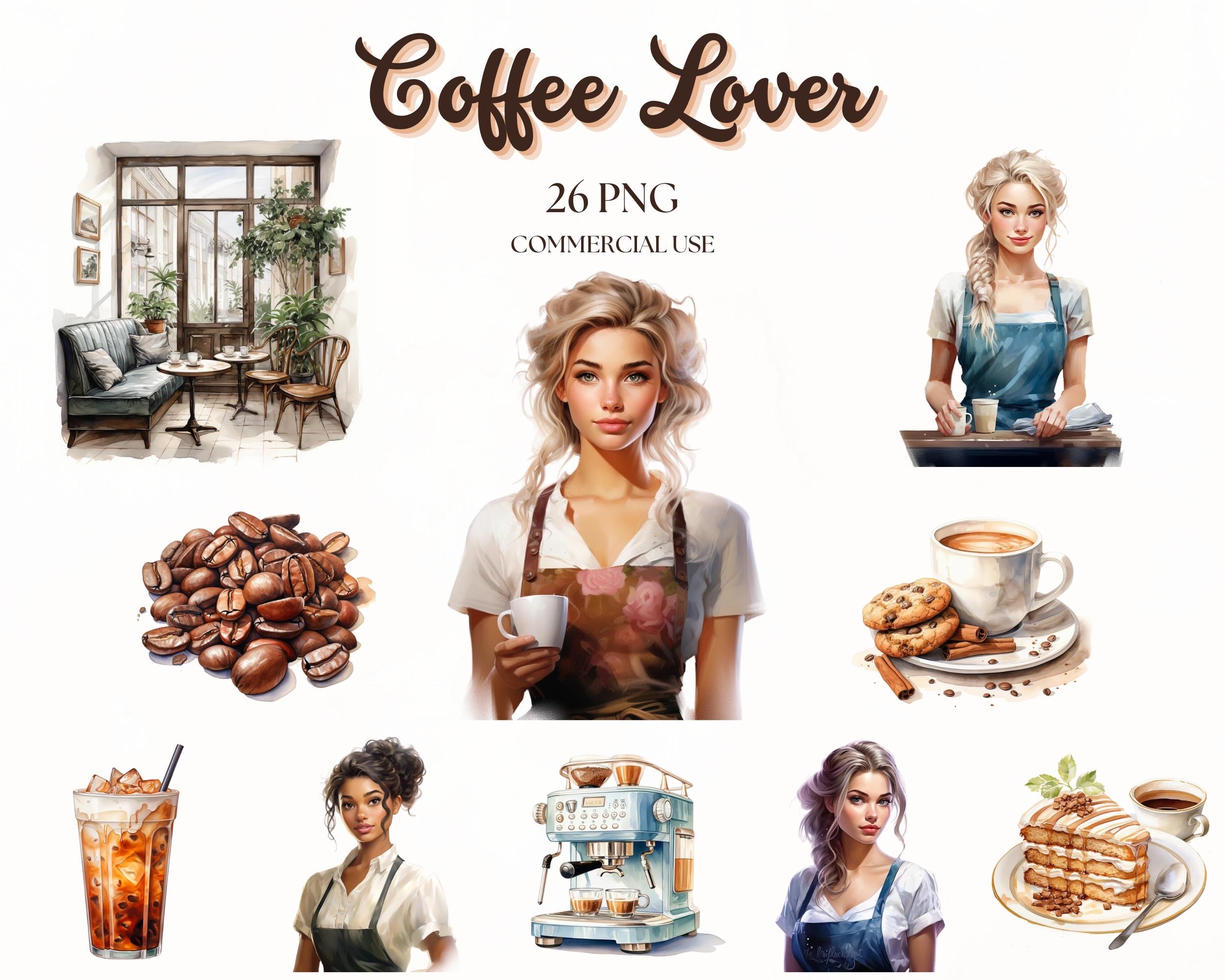 Watercolor Coffee Lover Clipart Bundle, Coffee Shop Watercolor Clipart ...