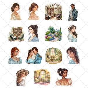 Victorian Watercolor Clipart Bundle, Regency Era Printable Clipart ...