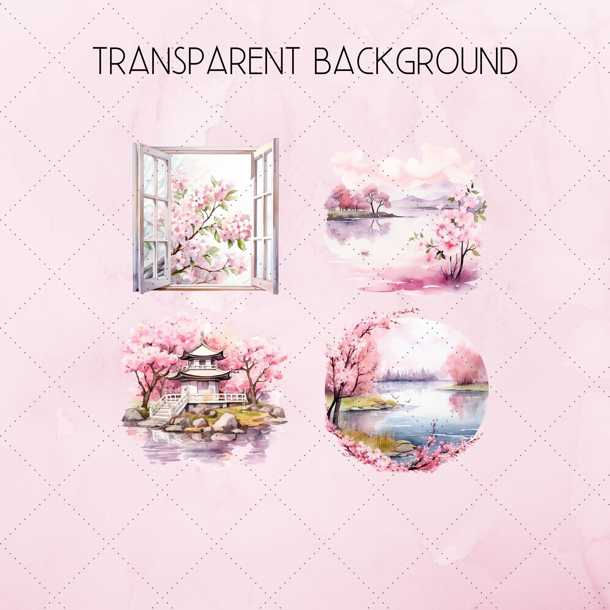 Sakura Watercolor Clipart Bundle, Cherry Blossom Watercolor Clipart ...